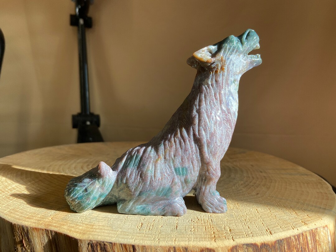 Ocean Jasper Wolf 4.70 Inches Tall - Etsy
