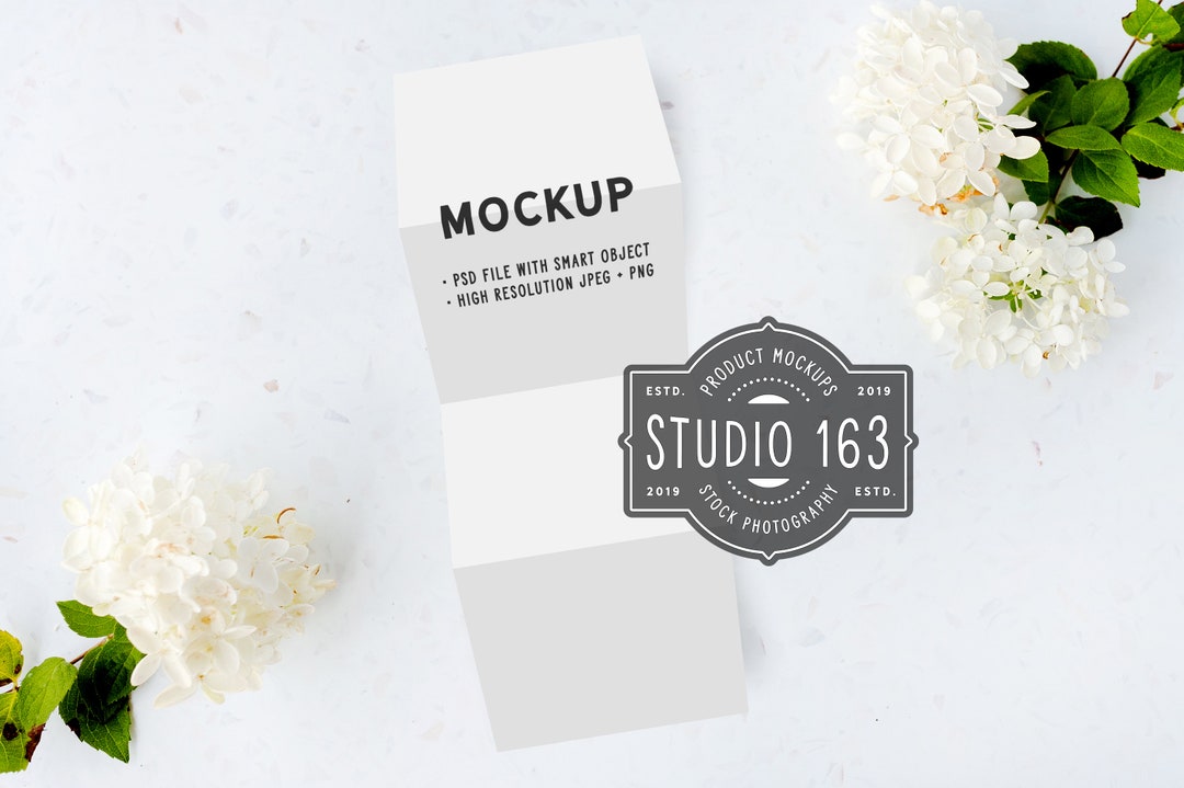 Folded Card Mockup, Tri-fold Invitation Mockup, Stationery Mockup ...