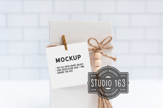 Square Gift Tag Mockup Favor Tag Mockup Wedding Tag Mockup | Etsy