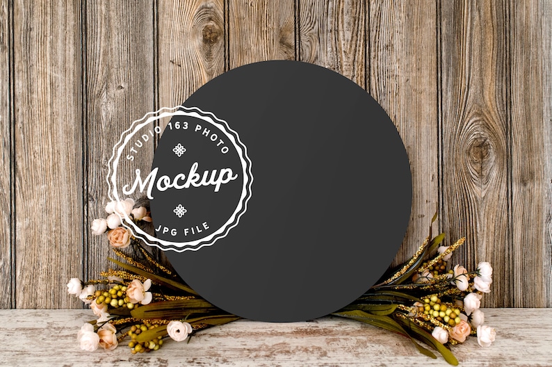 Chalkboard Wood Sign Mockup | Round Blank Farmhouse Sign | Blank Door ...