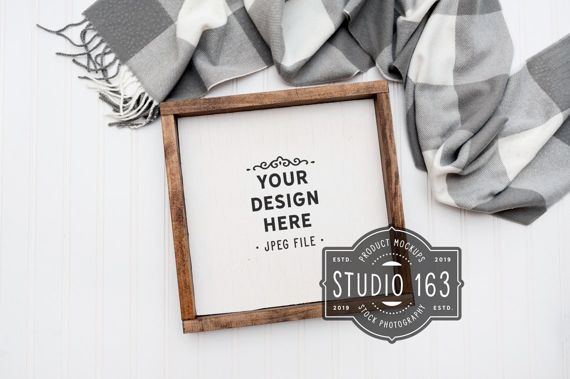 12x12 Wood Sign Mockup, Blank Wood Sign, Farmhouse Style Sign Mockup ...