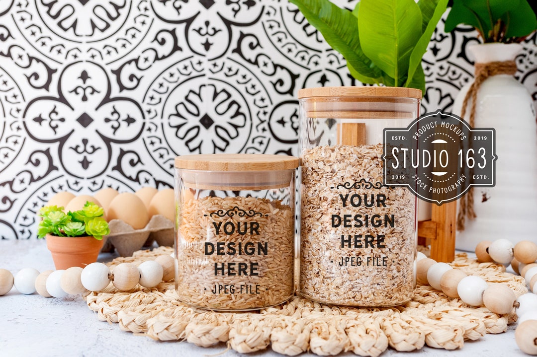 Food Canister Mockup, Glass Jar Mockup, Kitchen Mockup, Blank Jar, Add ...