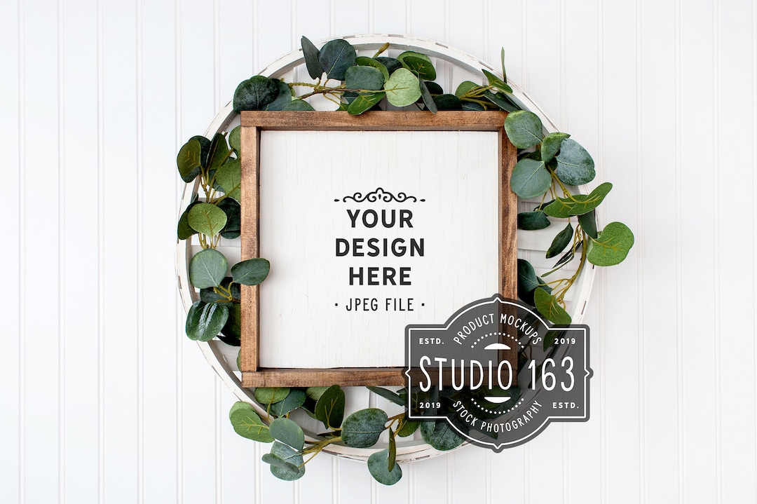 12x12 Wood Sign Mockup, Blank Wood Sign, Farmhouse Style Sign Mockup ...