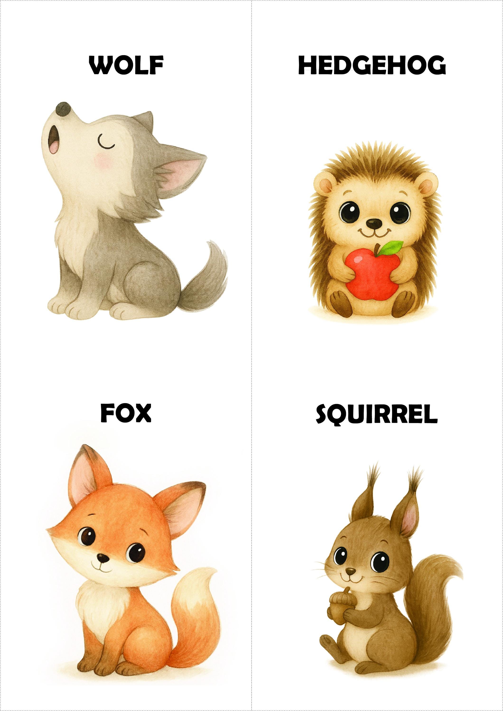 Printable Forest Animal Flashcards: Montessori Learning Cards (PDF ...