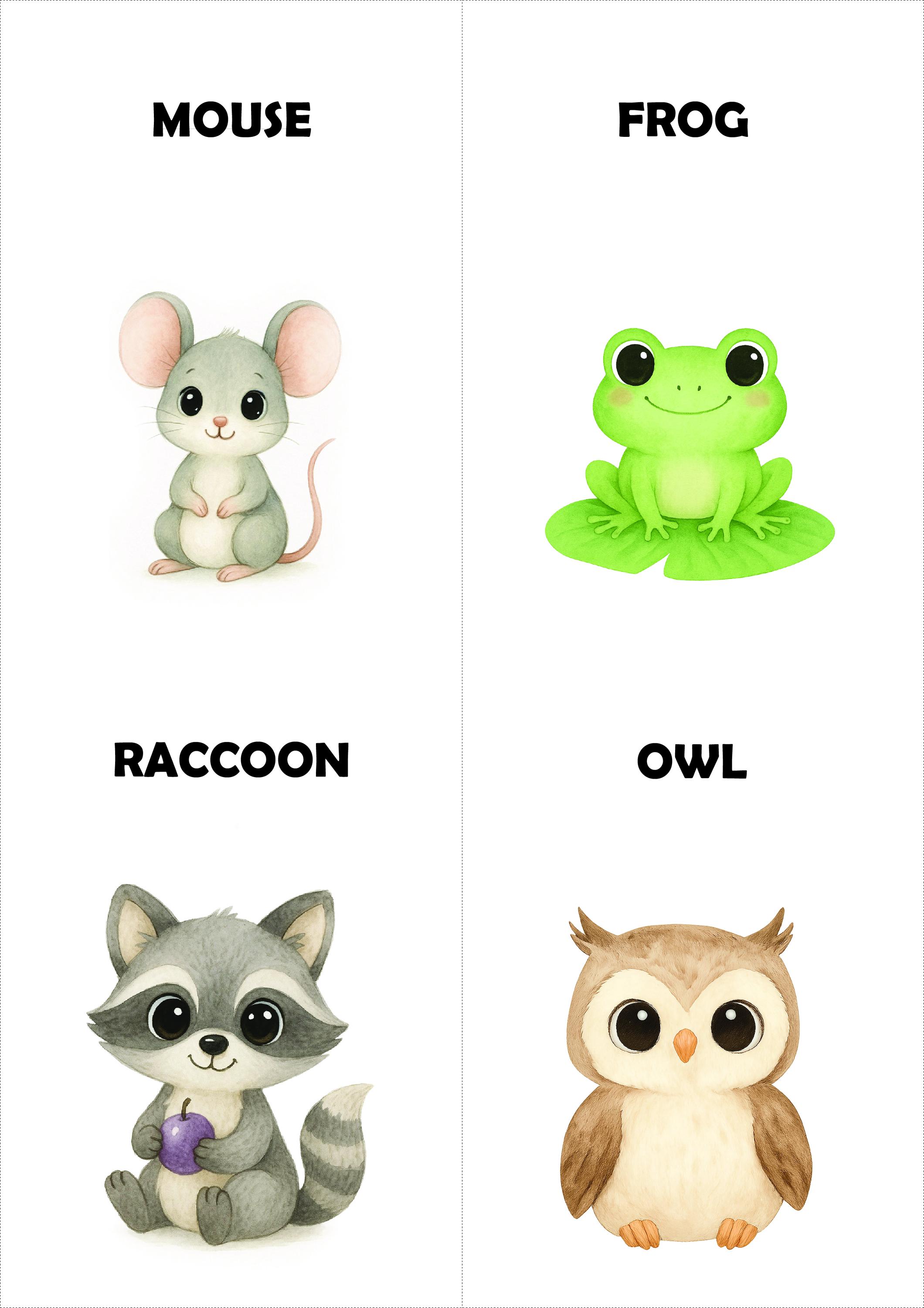Printable Forest Animal Flashcards: Montessori Learning Cards (PDF ...