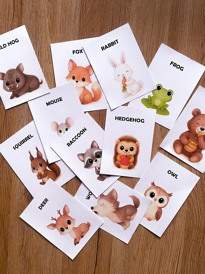 Printable Forest Animal Flashcards: Montessori Learning Cards (PDF ...