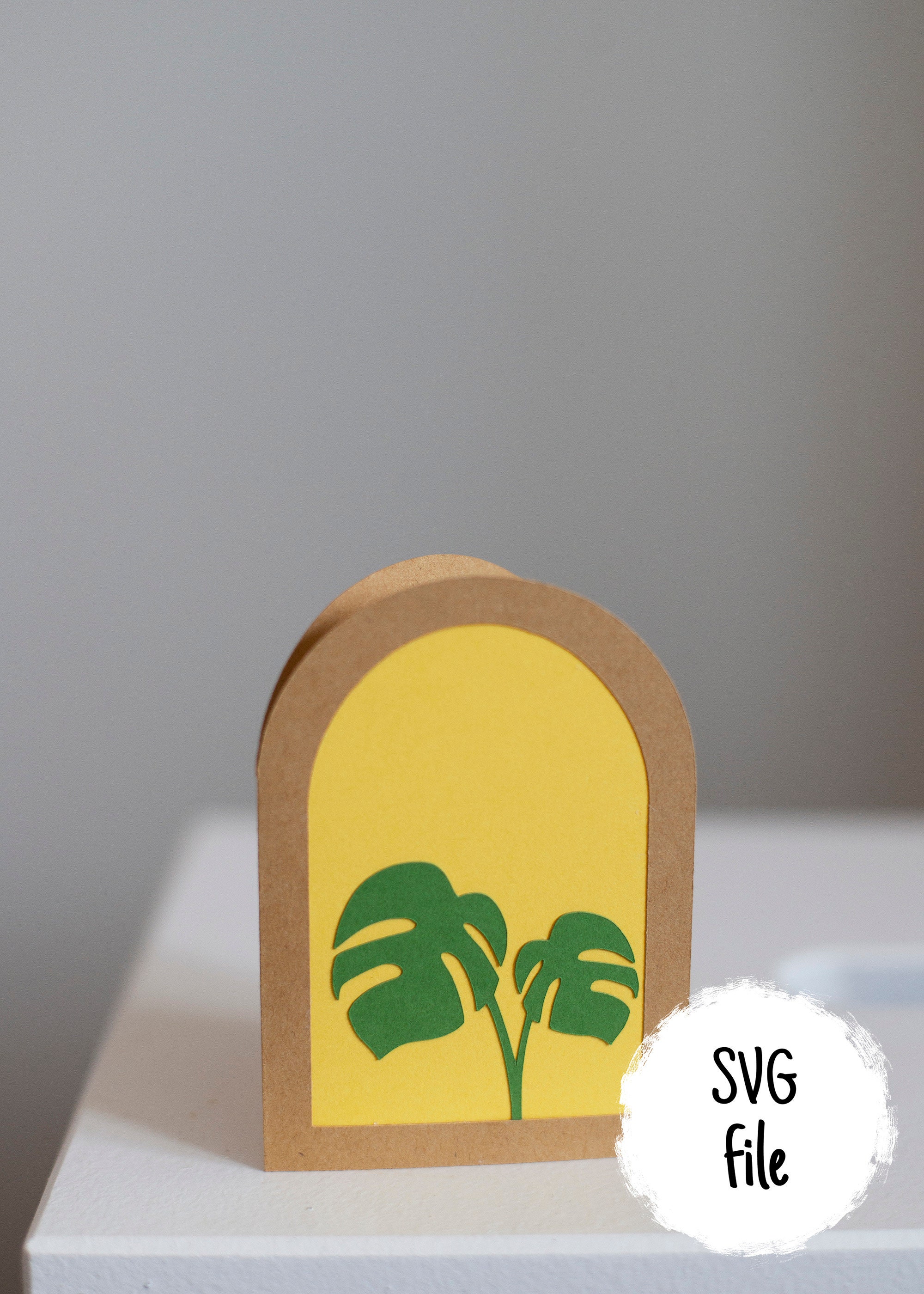 Monstera Card Arch Shaped Card Svg for Cricut PNG/EPS Basic - Etsy