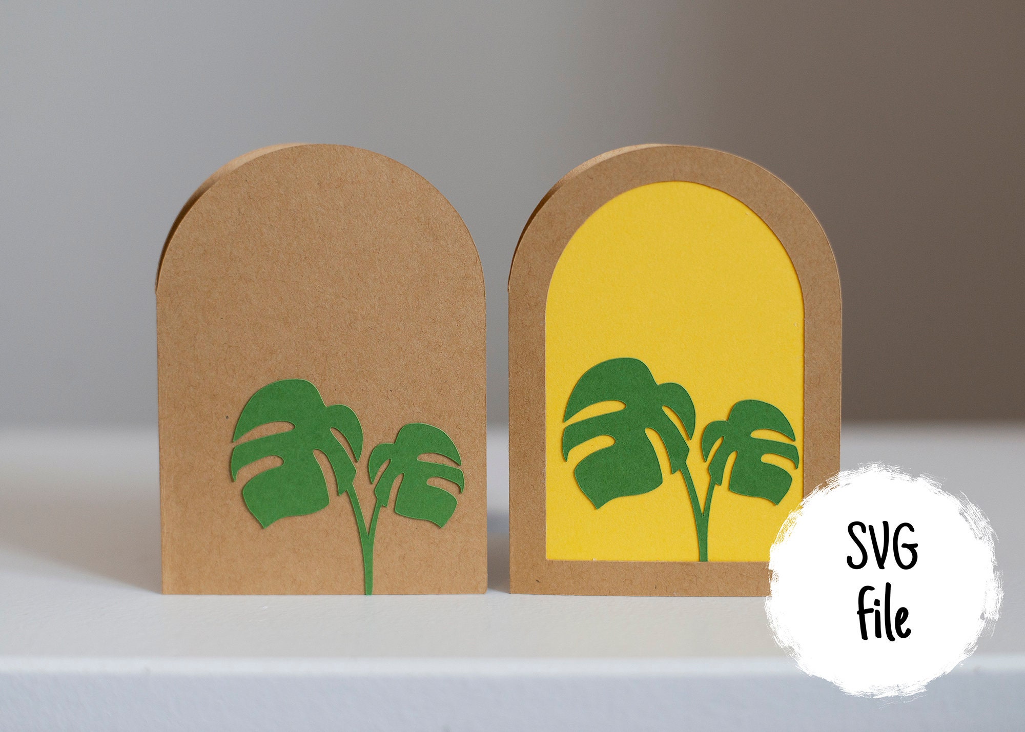 Monstera Card Arch Shaped Card Svg for Cricut PNG/EPS Basic - Etsy