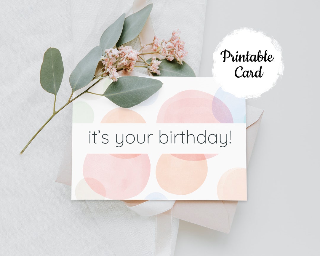 Printable Watercolour Polka Dot Birthday Card - Etsy
