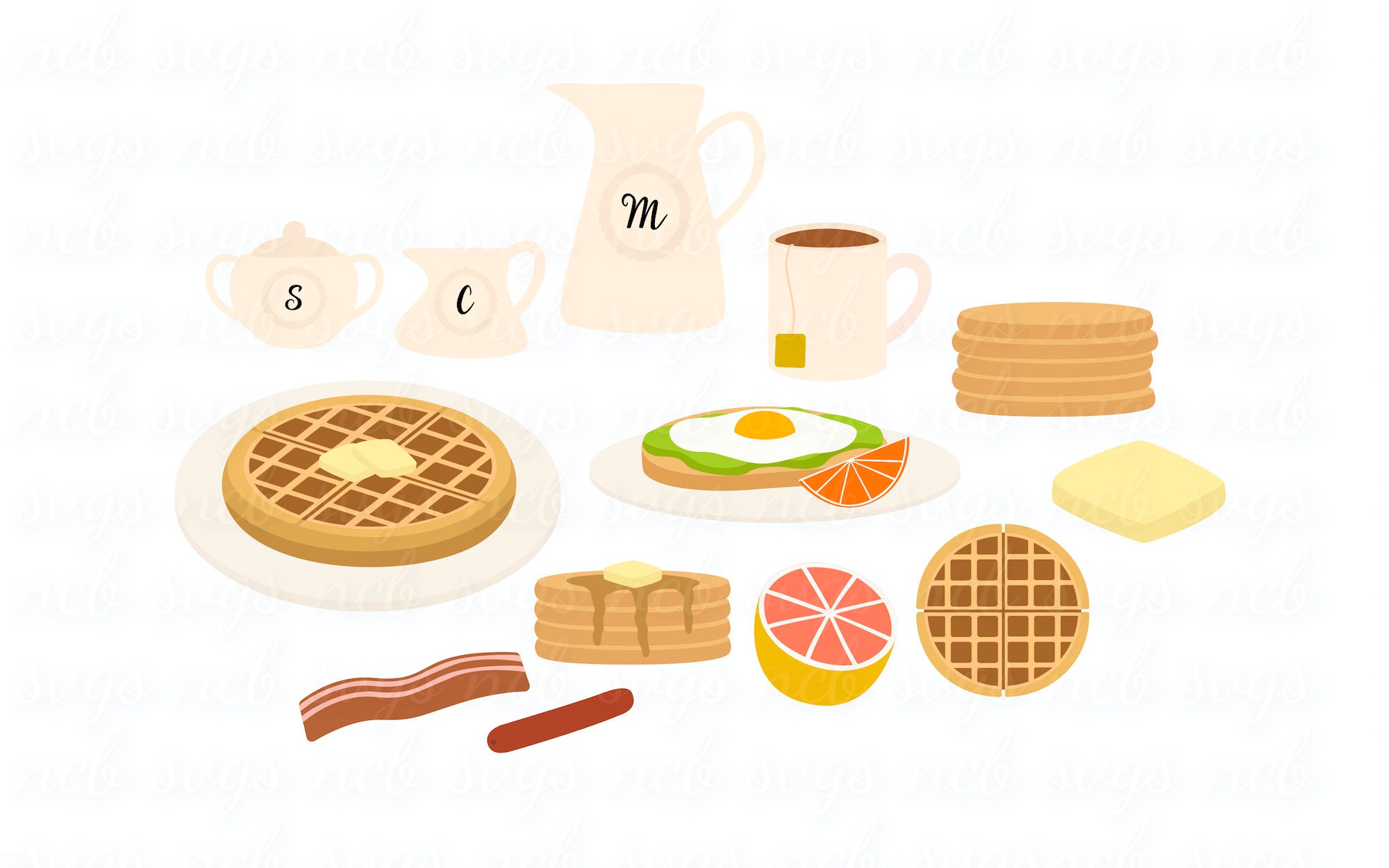Breakfast Food SVG/PNG/EPS Bundle - Etsy