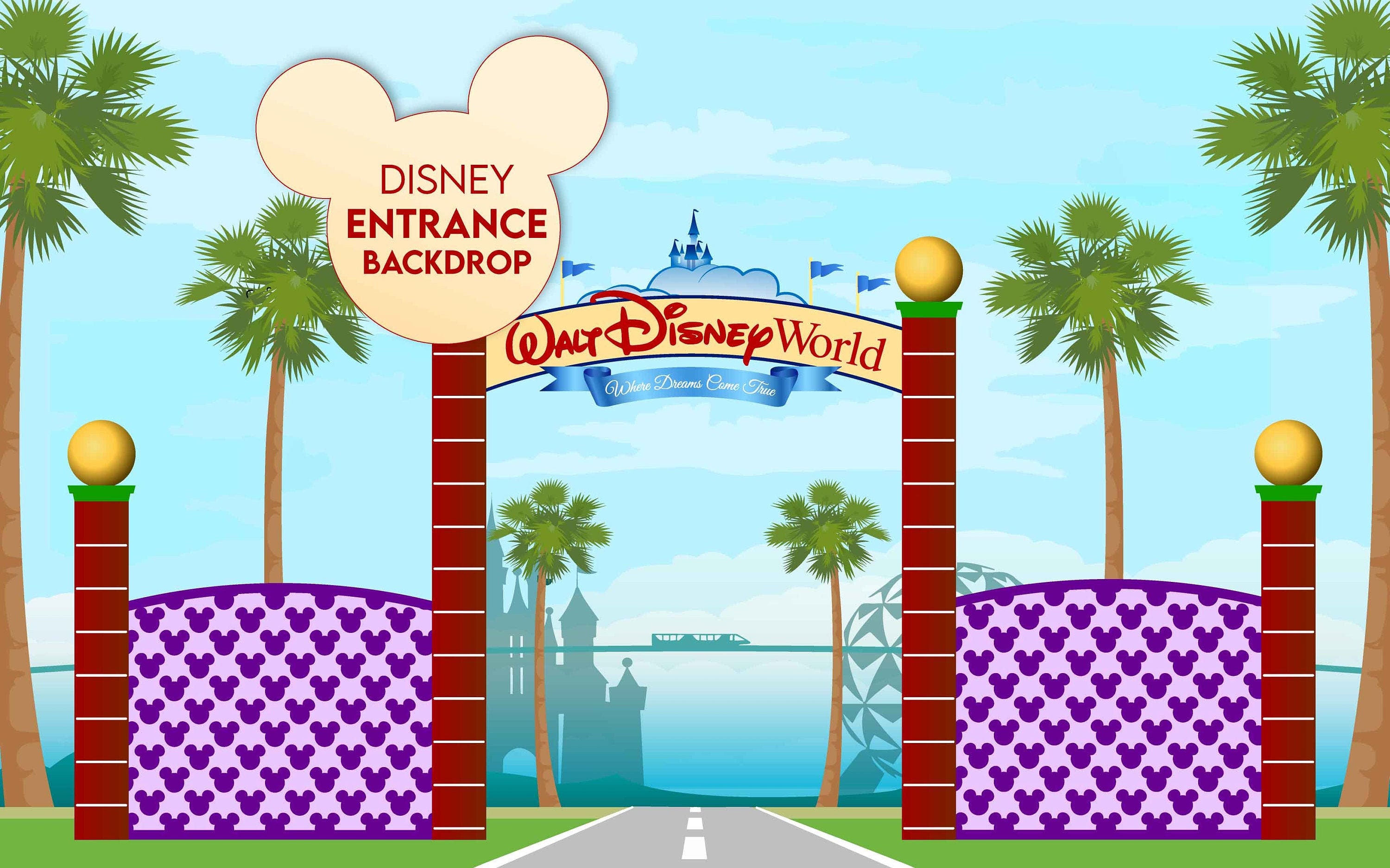DIGITAL Walt Disney World Entrance Photography Backdrop | Etsy
