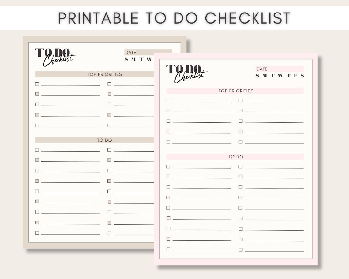 Digital & Printable to Do Checklist | Goodnotes | Undated to Do List ...