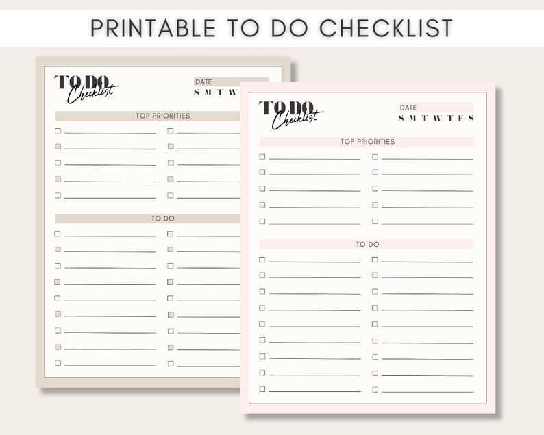 Digital & Printable to Do Checklist | Goodnotes | Undated to Do List ...