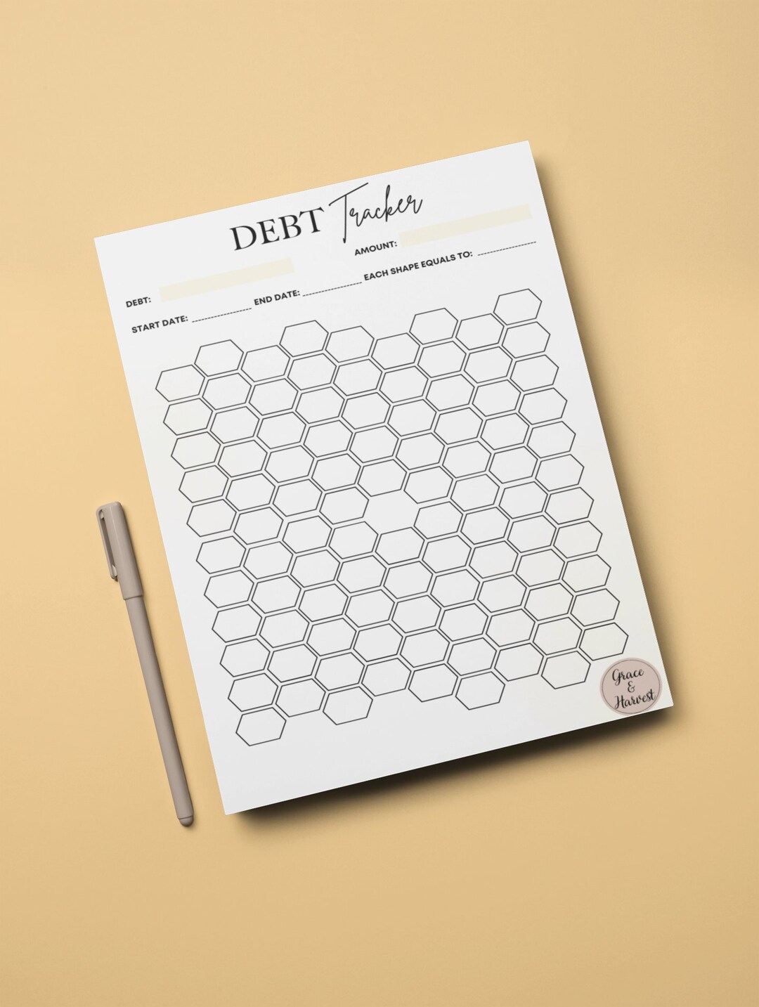 Honeycomb Debt Tracker Template | Debt Challange | Printable File ...