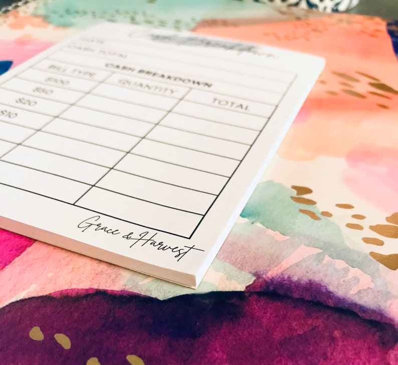 Set of Two - Cash Breakdown Notepad: Bank Deposit Slips - Total of 60 ...