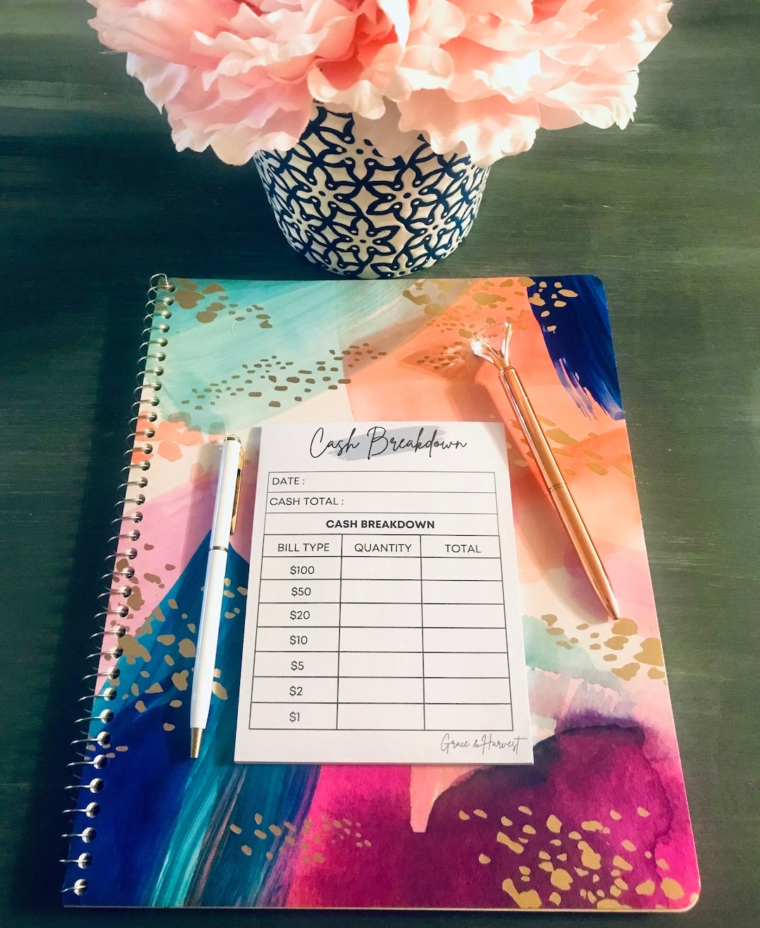 Cash Breakdown Notepad: Bank Deposit Slips - Set of 2- Total of 60 ...