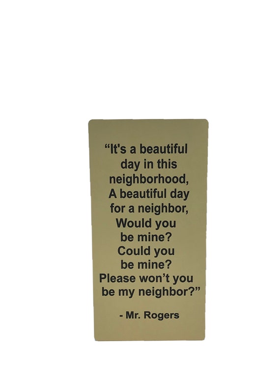 Mr. Rogers its a Beautiful Day... Iconic Quote Plaque From | Etsy