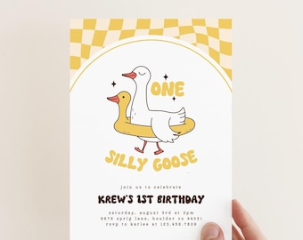 One Silly Goose First Birthday Digital Invitation - Etsy