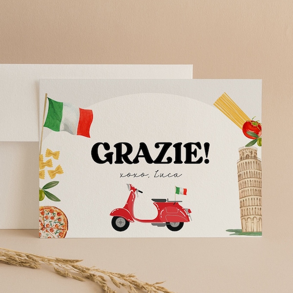 Italy Themed Thank You Card - Etsy