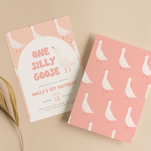 One Silly Goose Birthday Sign Template, Girl 1st Birthday Custom Signs ...