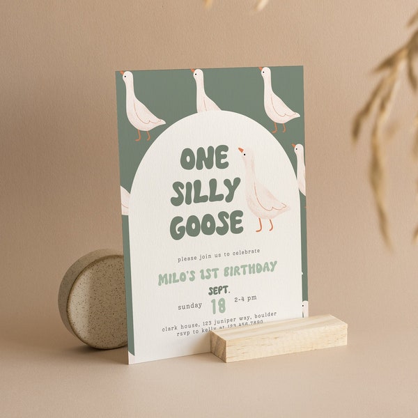 Green Silly Goose Birthday Invitation - Etsy