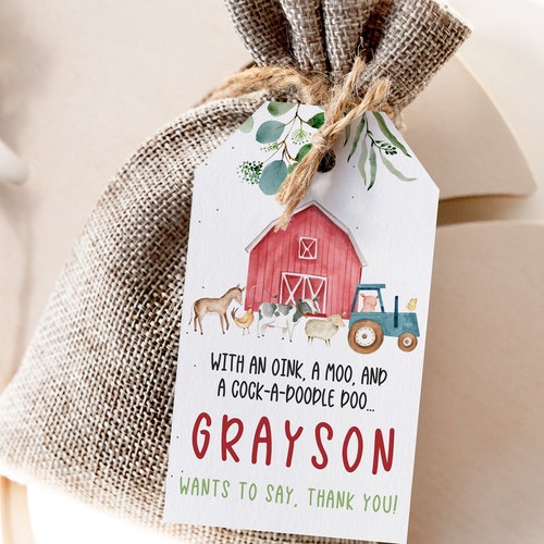 Editable Farm Animal Favor Tag Barnyard Birthday Favor Tag - Etsy