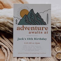 Editable Hiking Birthday Invitation, Hiking Birthday Invite, Hike on ...