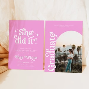 PINK Graduation Announcement Template, Minimalist Graduation Party ...