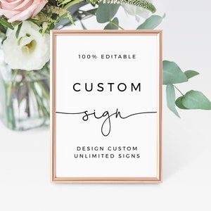 Custom Wedding Sign, Wedding Sign Template, INSTANT DOWNLOAD, Create ...