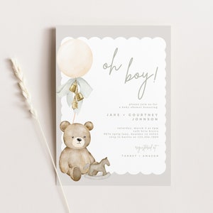 Teddy Bear Custom Sign Editable Template, Vintage Toy Baby Shower ...