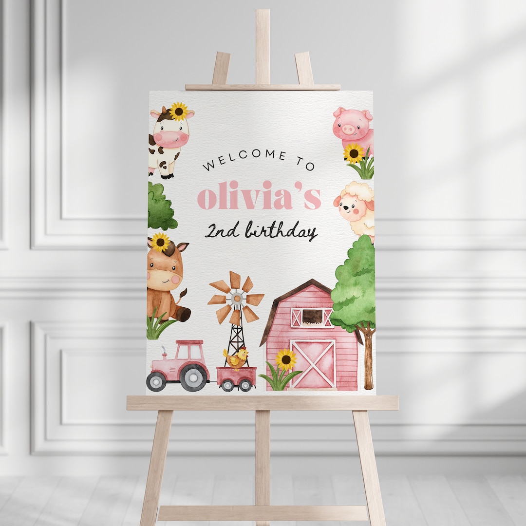 Farm Birthday Welcome Girl Birthday Barn Animals Birthday Barnyard ...