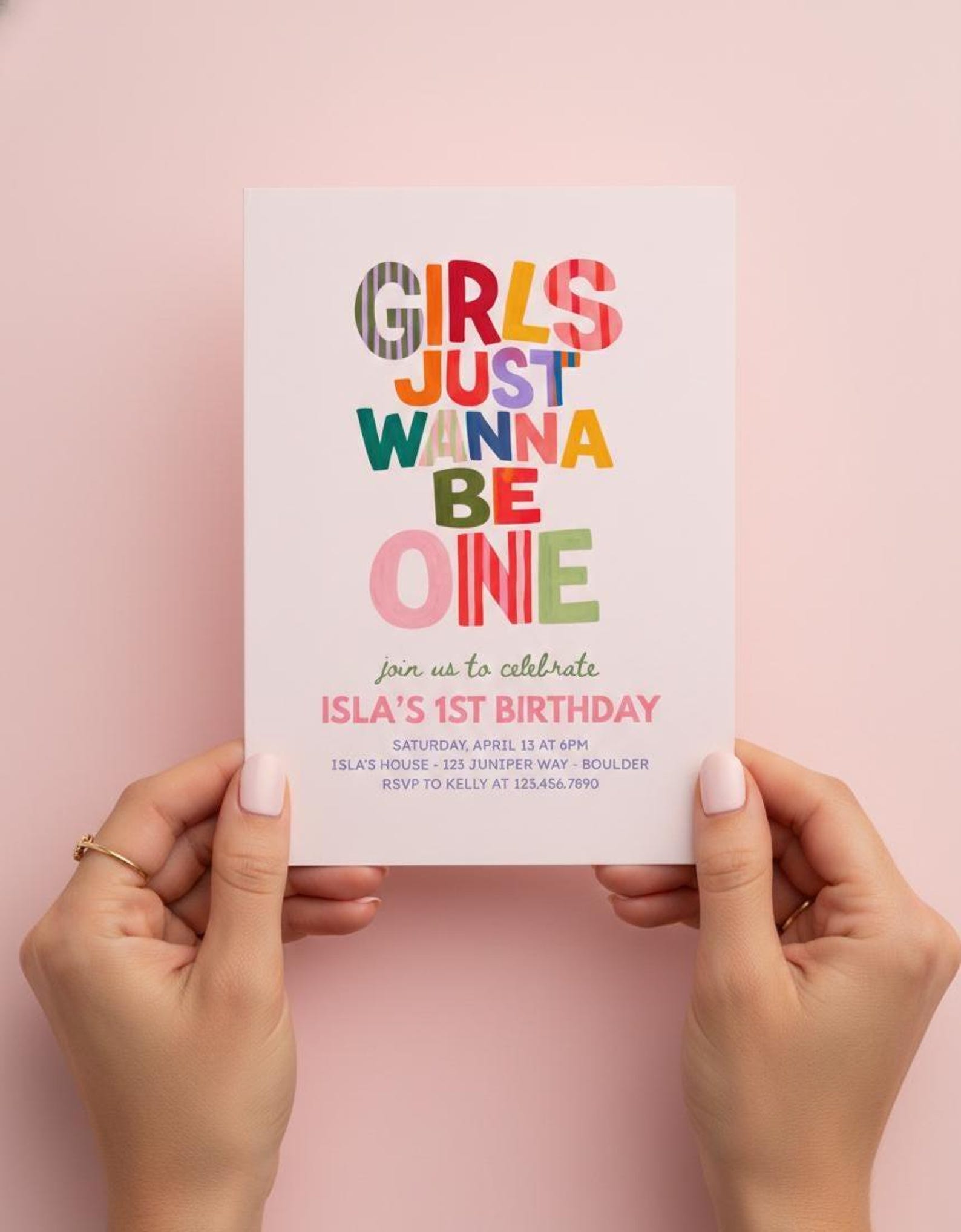 Girls Just Wanna Be One Birthday Invitation, 1st Birthday Girl Invite ...