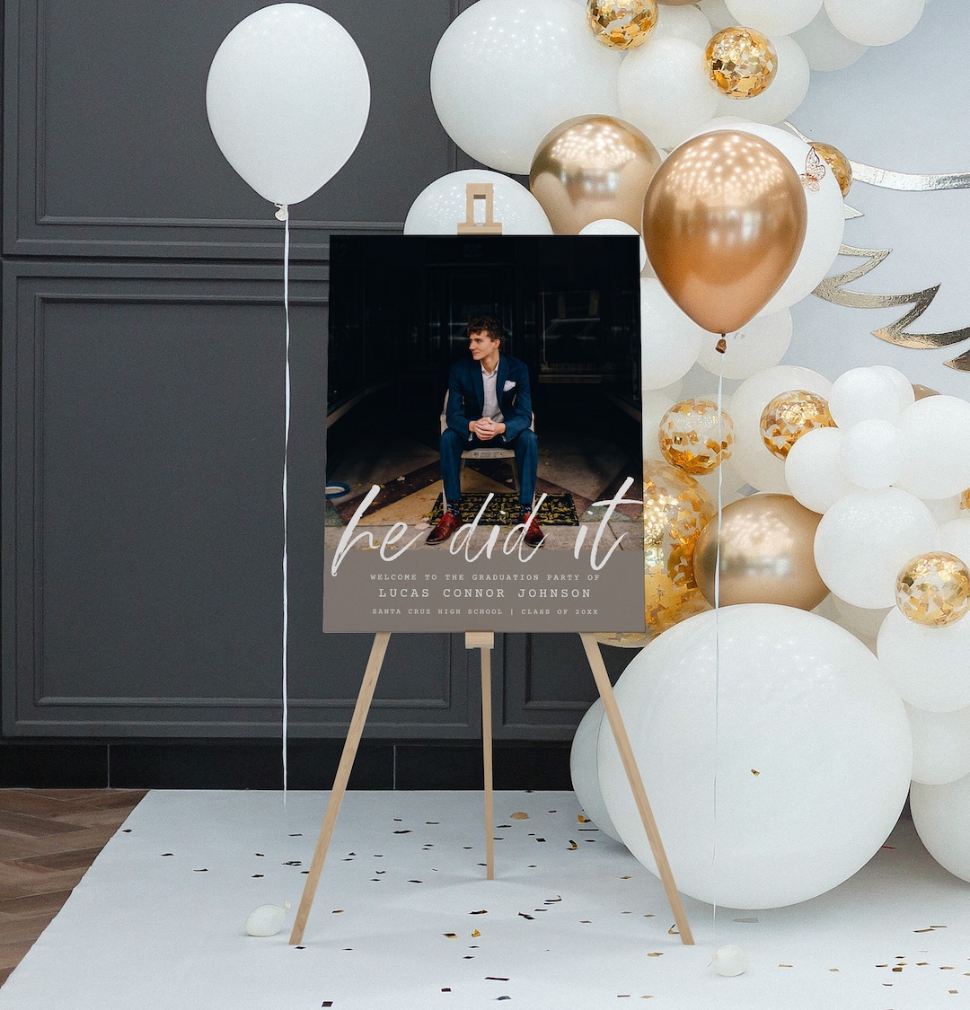 He Did It Graduation Photo Welcome Sign Template, Graduation Welcome ...
