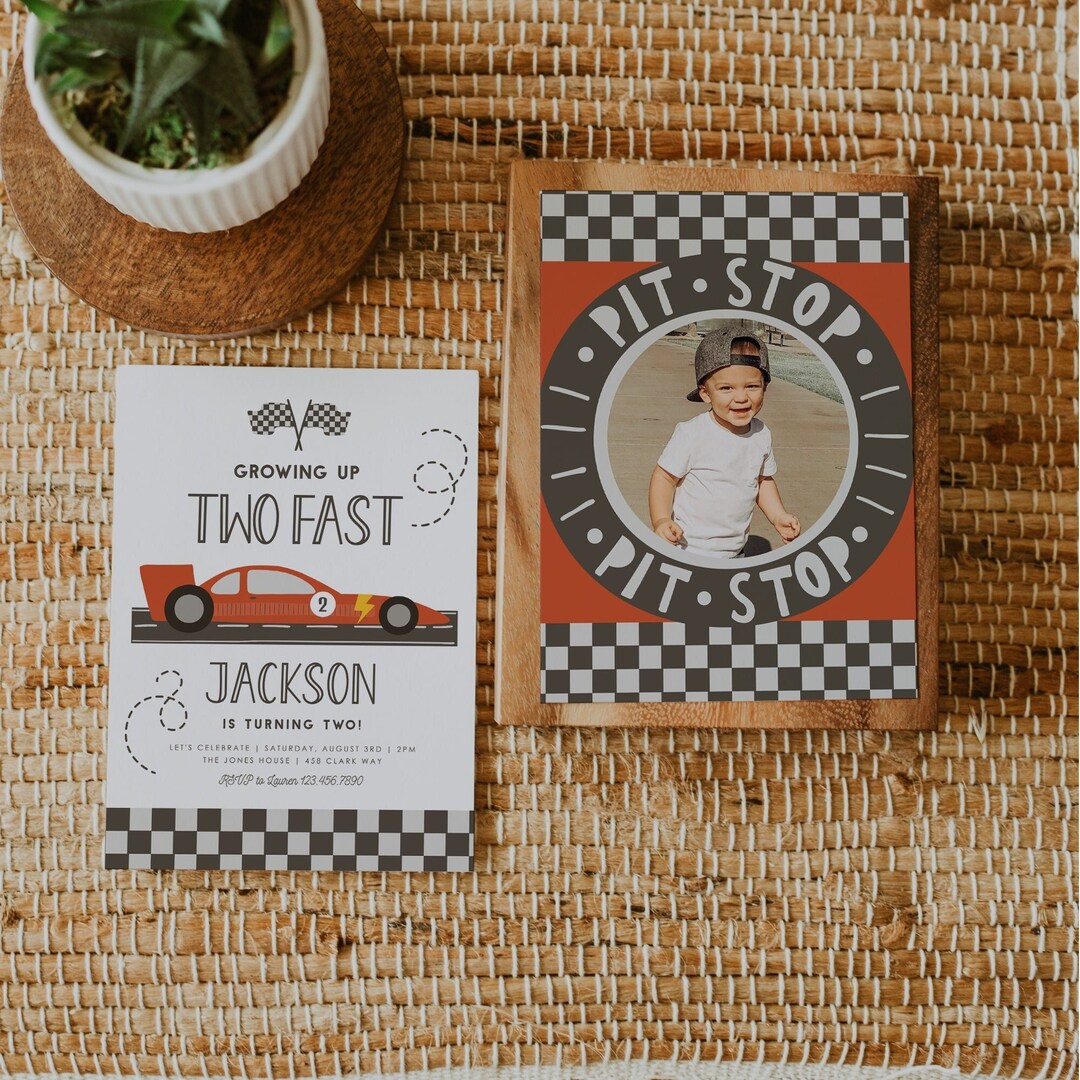 Two Fast Race Car Birthday Invitation, Editable Template Racing Car ...