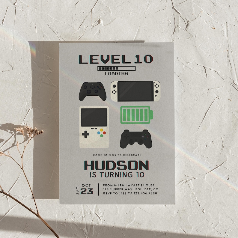 Modern Gamer Editable Video Game Birthday Invitation, Gamer Boy ...