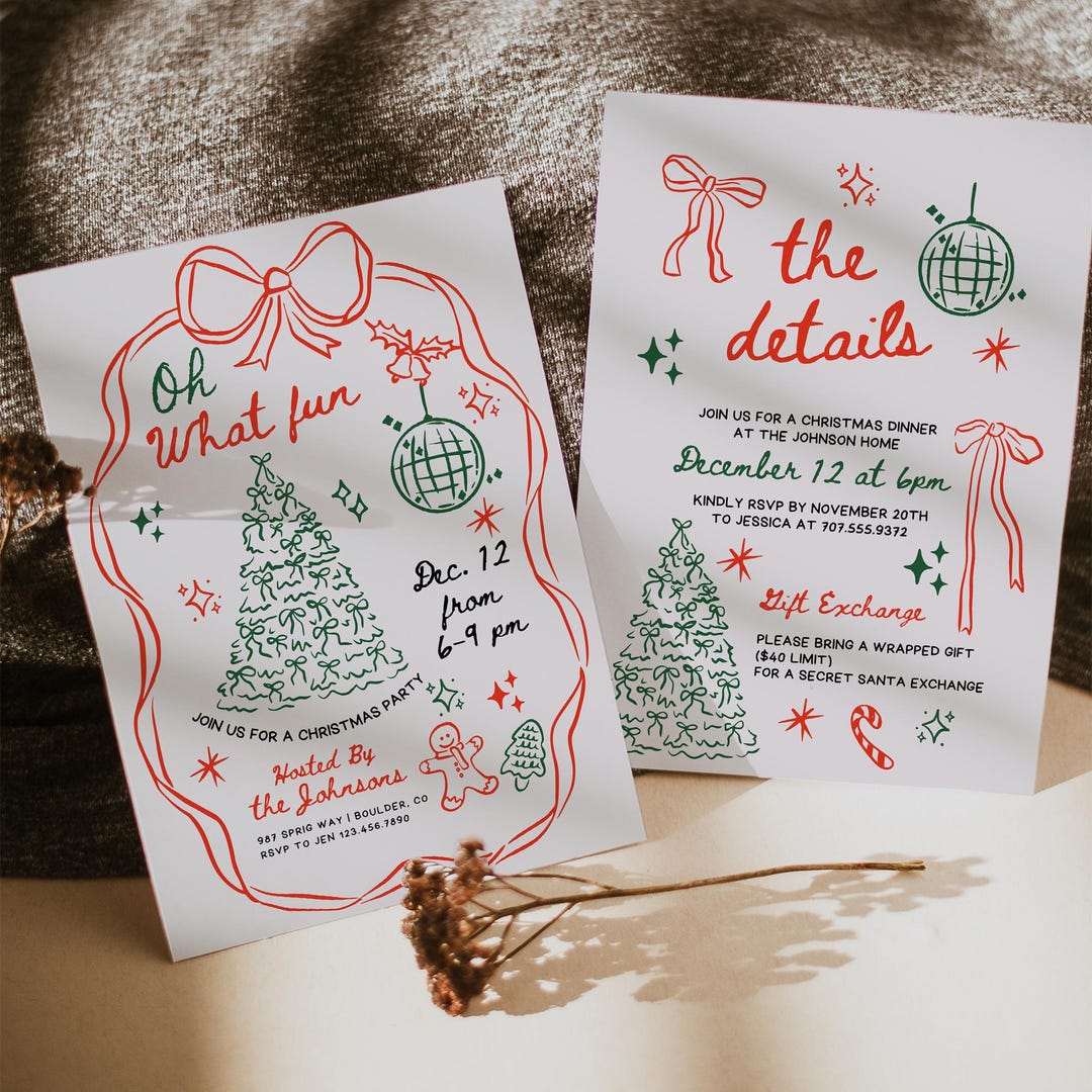 Oh What Fun Christmas Party Invitation, Editable Printable Holiday ...