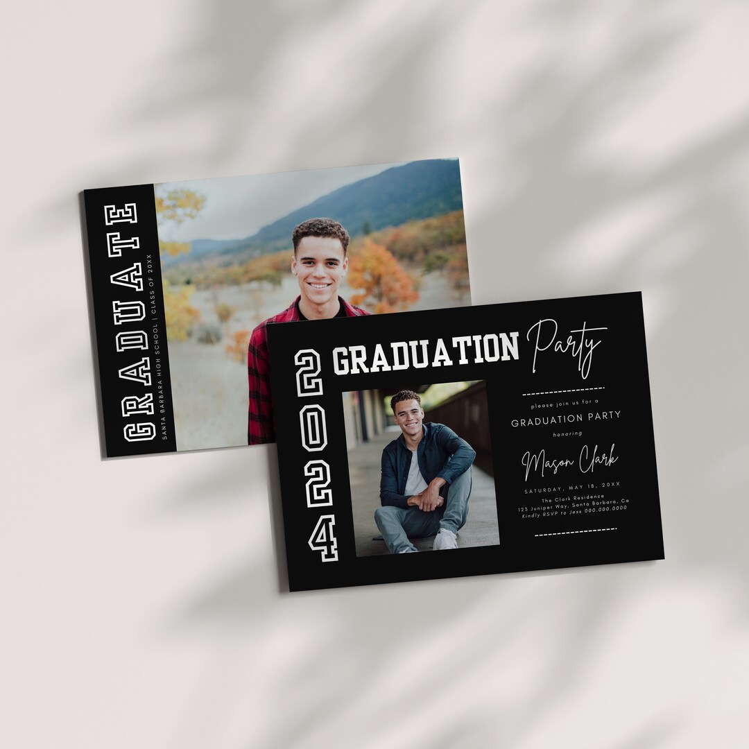 Graduation Announcement 2024, Chalkboard Graduation Invitation, Canva ...