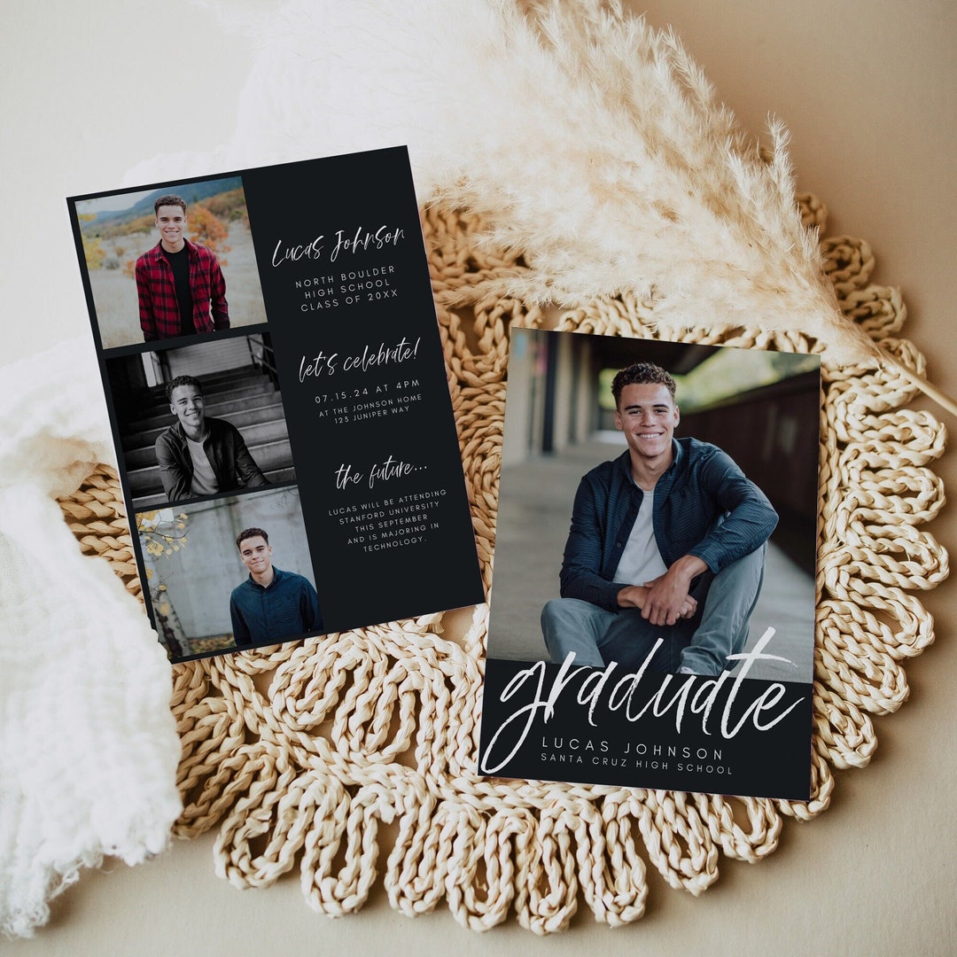 Modern Graduation Announcement, Minimalist Senior Announcement Card ...