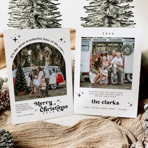 Retro Holiday Card, Photo Christmas Card Template, Printable Christmas ...