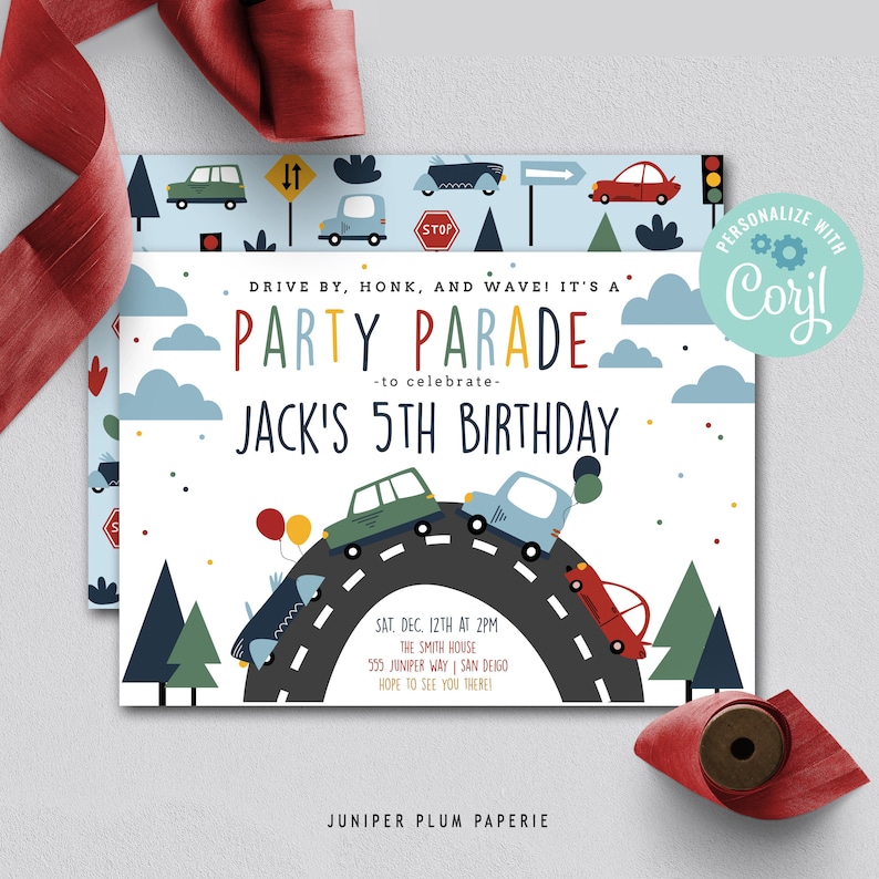 Editable Drive by Birthday Parade Invitation Drive Through Birthday ...