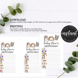 Woodland Baby Shower Games Bundle, Woodland Animal Baby Shower Games ...