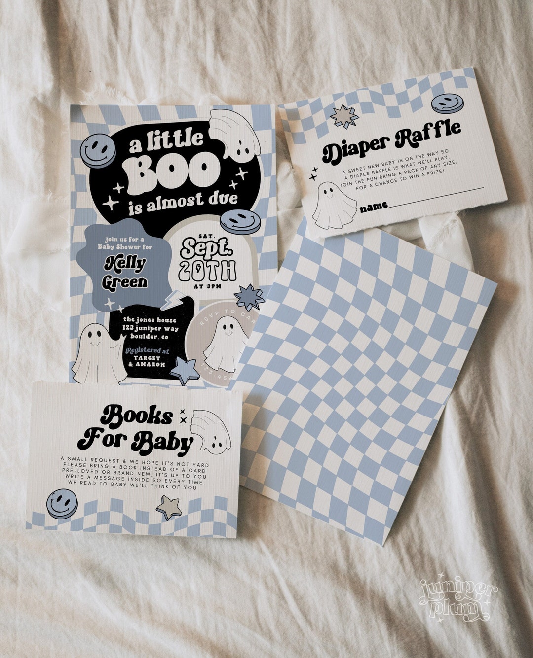 Editable Blue A Little Boo Baby Shower Bundle, Boy Halloween Baby ...