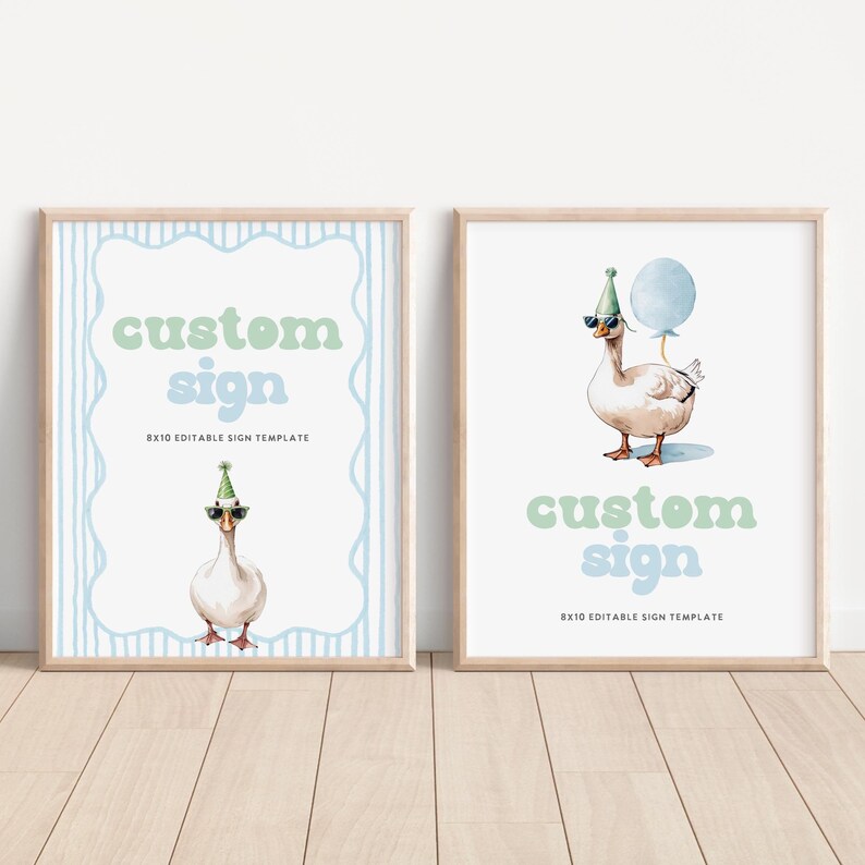 Silly Goose Birthday Thank You Tags, Boy 1st Birthday Decor, Blue Goose ...