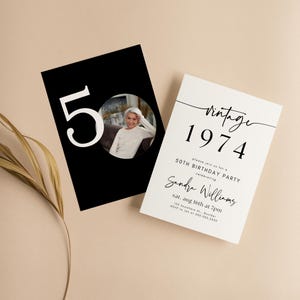 Minimalist 50th Birthday Invitation, Vintage 1974 Invite, 50th Birthday ...