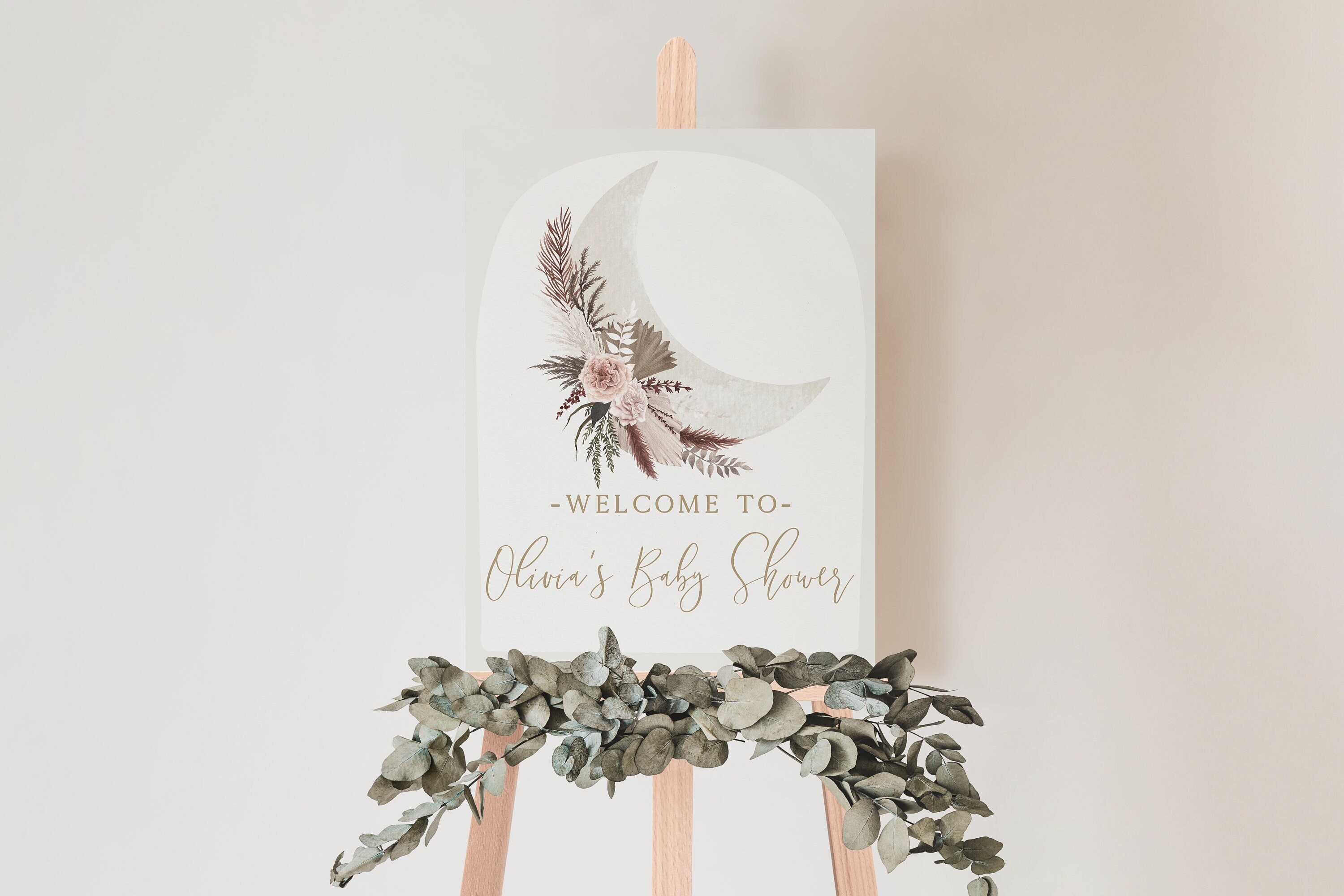 Boho Moon Welcome Sign Template Over the Moon Welcome Sign | Etsy