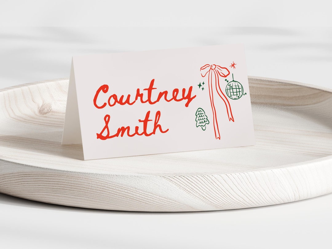 Christmas Dinner Place Cards Template, Friendsmas Holiday Party Seating ...