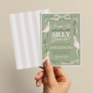 Silly Goose Gender Reveal Invitation – Editable Canva Template – He or ...