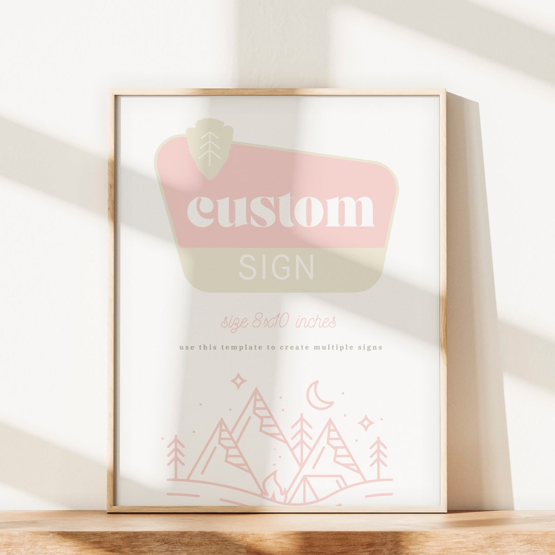 One Happy Camper Custom Sign Editable Canva Template, Girl Birthday ...