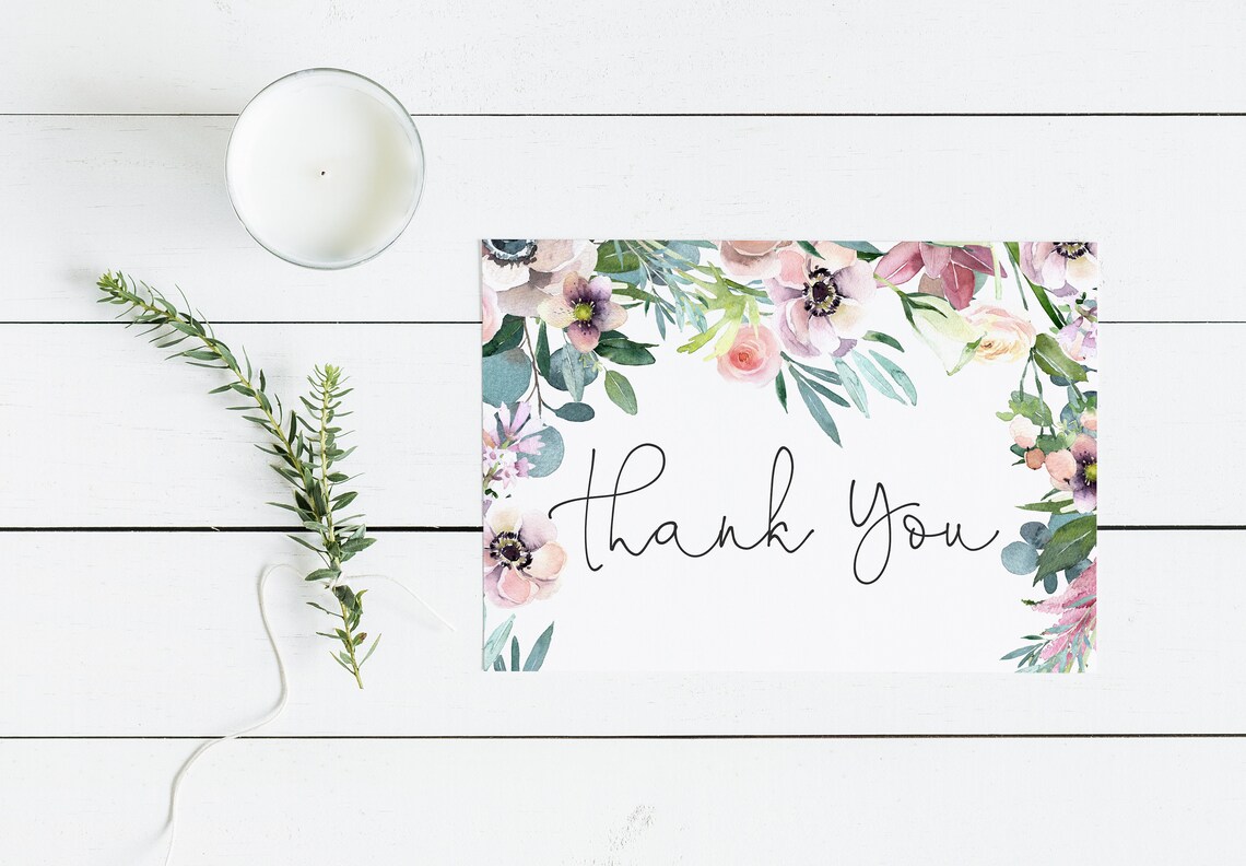 Floral Garden Thank You Thank You Card Thank You Cards | Etsy