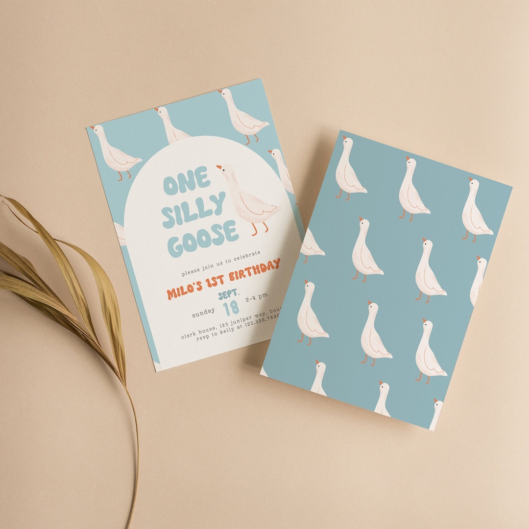 One Silly Goose Boy Birthday Invitation, Boy First Birthday Invite ...